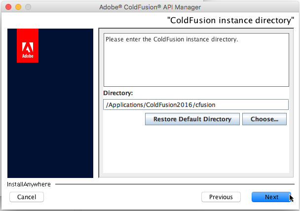 Installing ColdFusion 2016 API Manager
